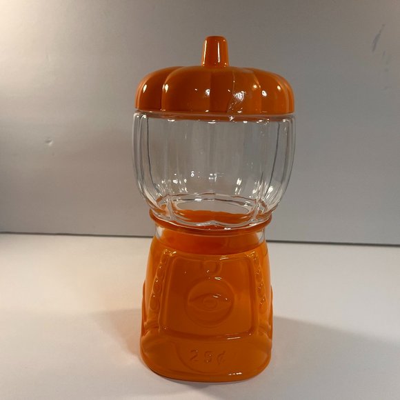 Holiday | Pumpkin Candy Dish Gumball Machine Orange Clear 9 Halloween ...